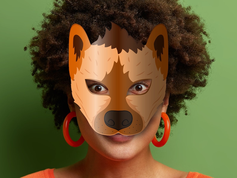 Hyena Mask Printable, Paper DIY for Kids and Adults. PDF Template ...