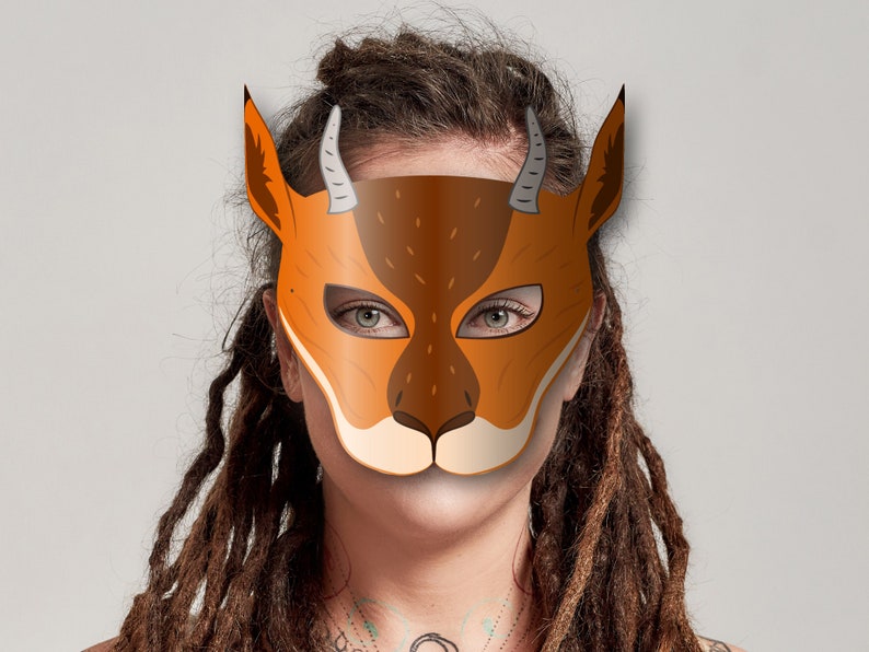 Antelope Mask Printable, Paper DIY for Kids and Adults. PDF Template ...