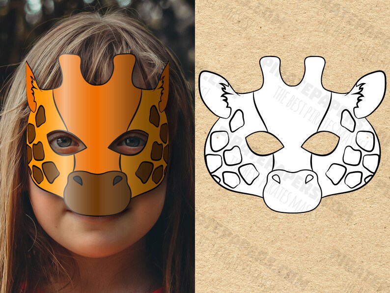 Giraffe Masks Printable Color Coloring Paper DIY for Kids - Etsy