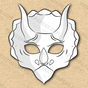 Dinosaur Triceratops Masks Printable Color + Coloring, Paper DIY for ...