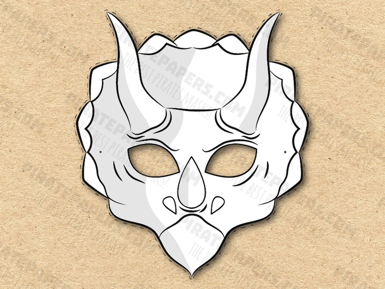 Dinosaur Triceratops Masks Printable Color Coloring Paper - Etsy