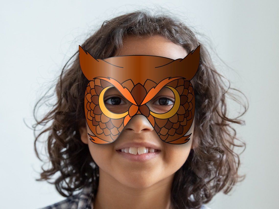 Owl Mask Printable, Paper DIY for Kids and Adults. PDF Template ...