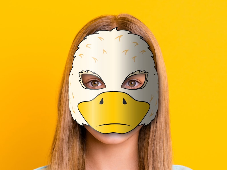 Duck Mask Printable, Paper DIY for Kids and Adults. PDF Template ...