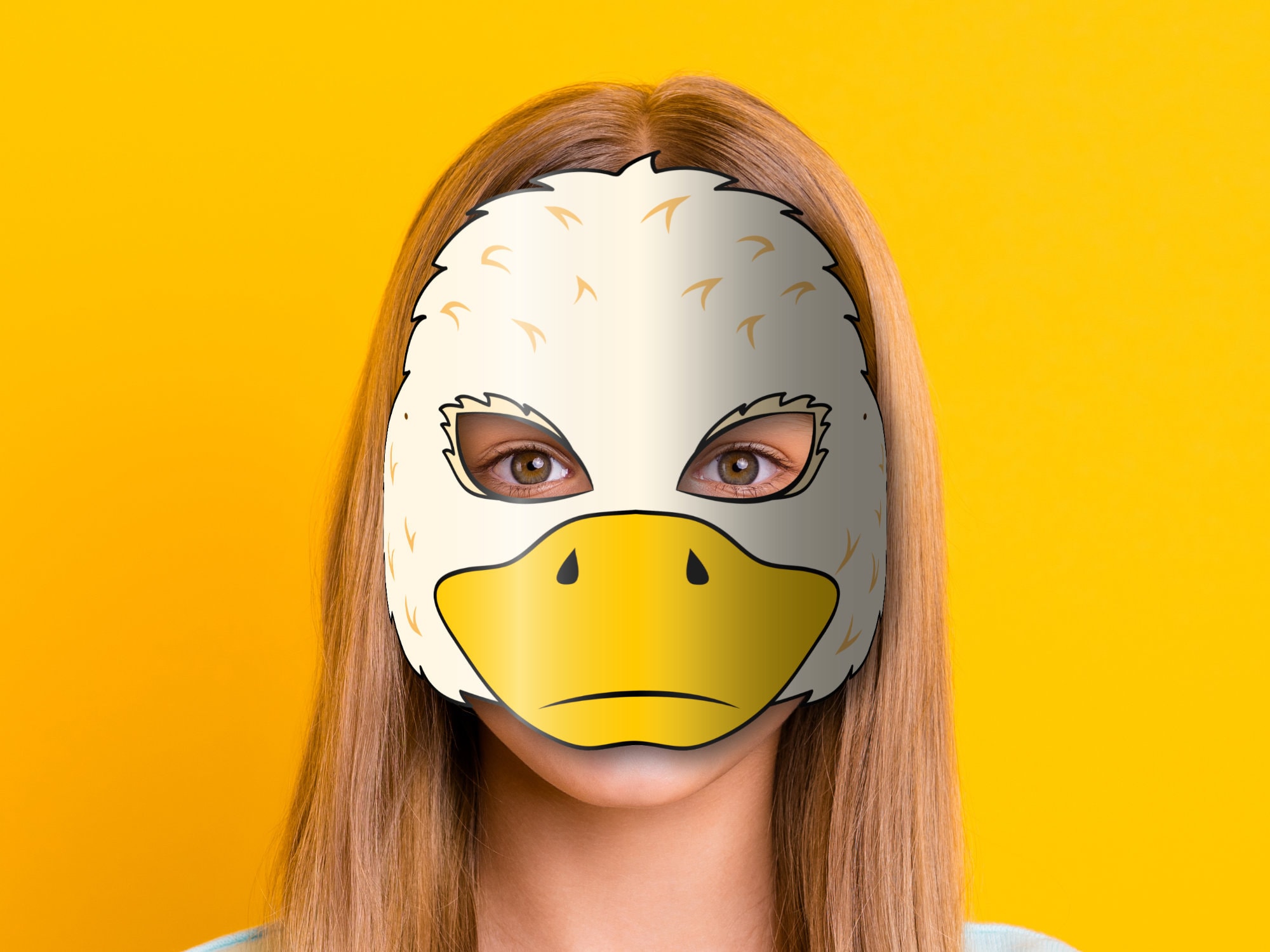 Duck Mask Printable, Paper DIY for Kids and Adults. PDF Template ...