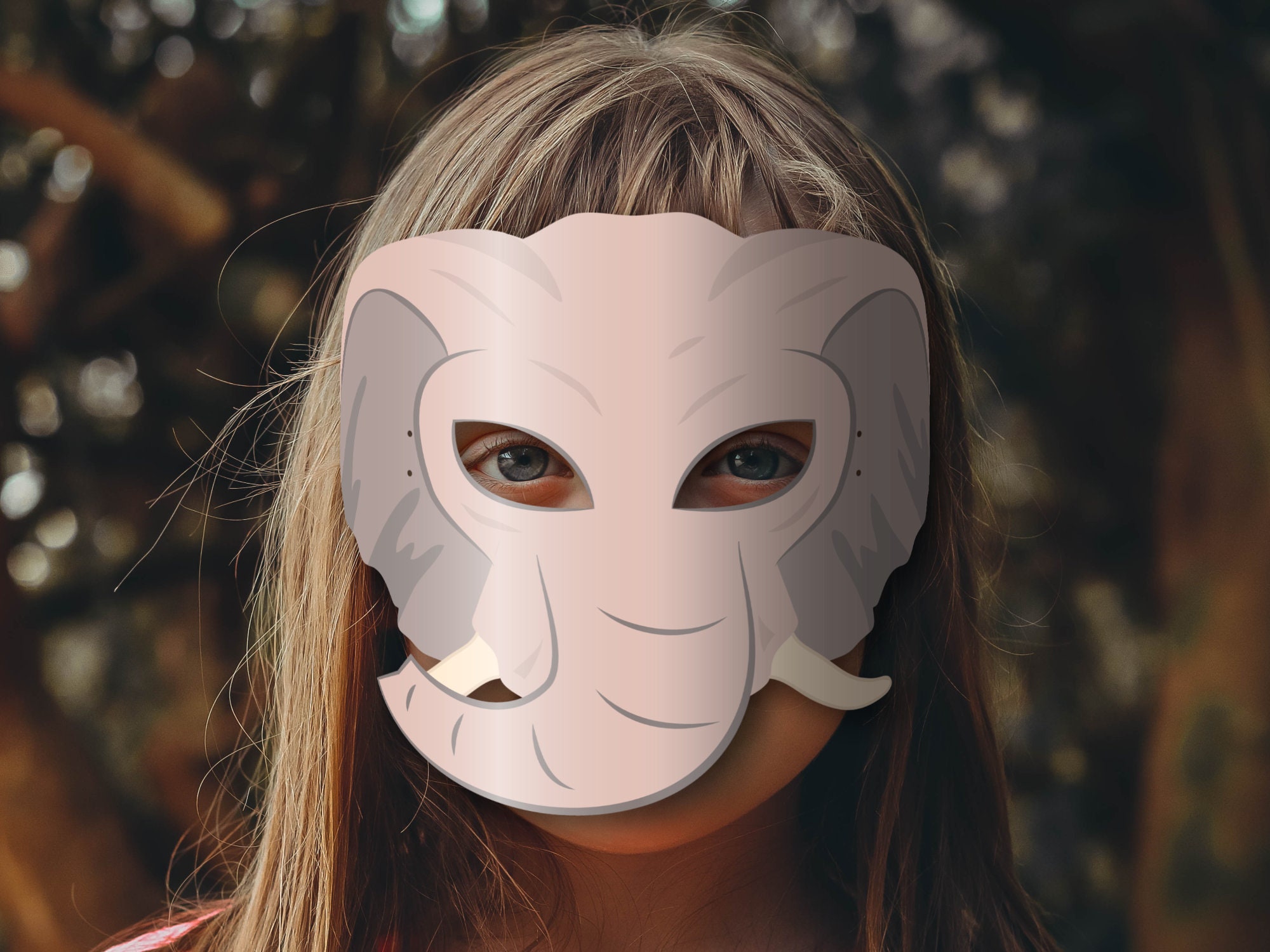 Elephant Mask Printable, Paper DIY for Kids and Adults. PDF Template ...