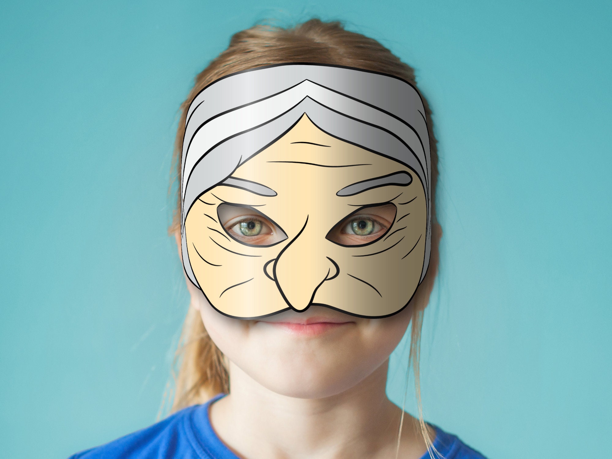 Old Woman Mask Printable, Paper DIY for Kids and Adults. PDF Template ...