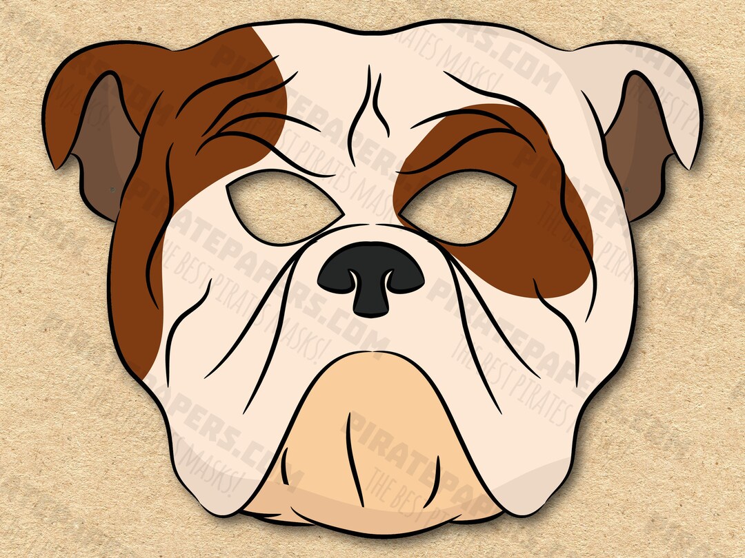 Dog Bulldog Mask Printable Breed, Paper DIY for Kids and Adults. PDF ...