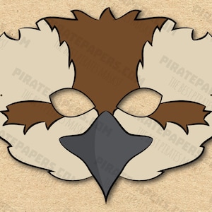 Bird Kookaburra Masks Printable Color + Coloring, Paper DIY for Kids ...