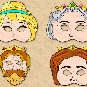 Fairy Tale Masks Printable, Cinderella, Prince, King, Queen Mother ...
