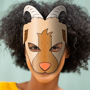 Goat Mask Printable, Paper DIY for Kids and Adults. PDF Template ...