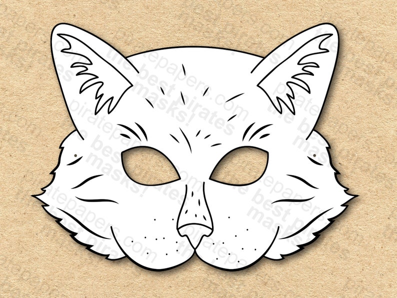 Cat Mask Printable Coloring Paper DIY for Kids and Adults. - Etsy