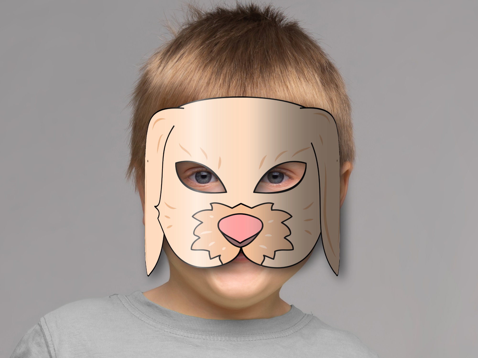 Rabbit Mask Printable, Paper DIY for Kids and Adults. PDF Template ...