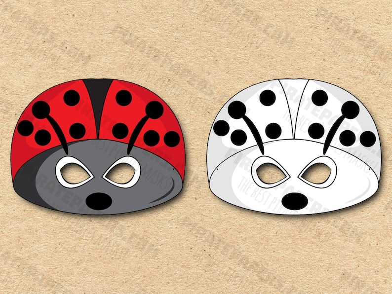 Ladybird Masks Printable Color + Coloring, Paper DIY for Kids and ...