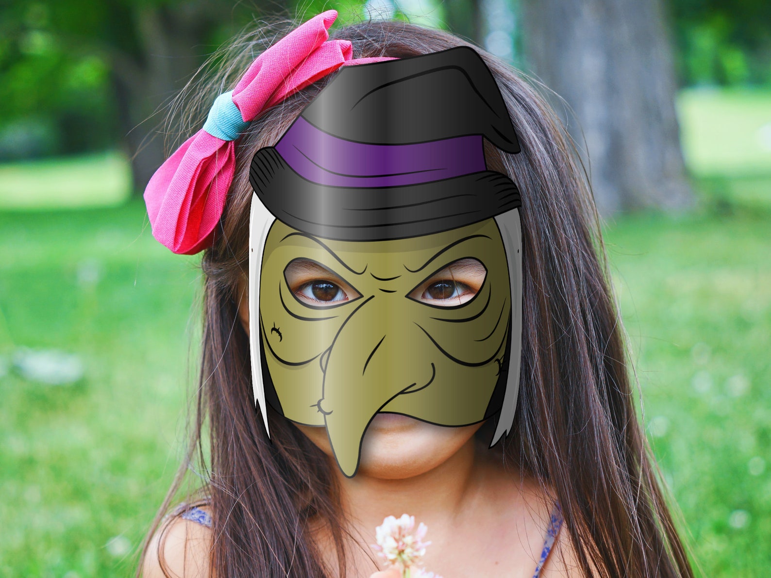 Witch Mask Printable, Paper DIY for Kids and Adults. PDF Template ...