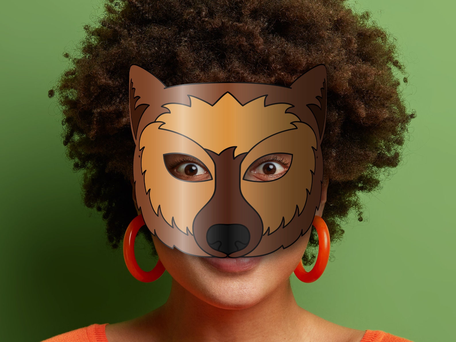 Bear Mask Printable, Paper DIY for Kids and Adults. PDF Template ...