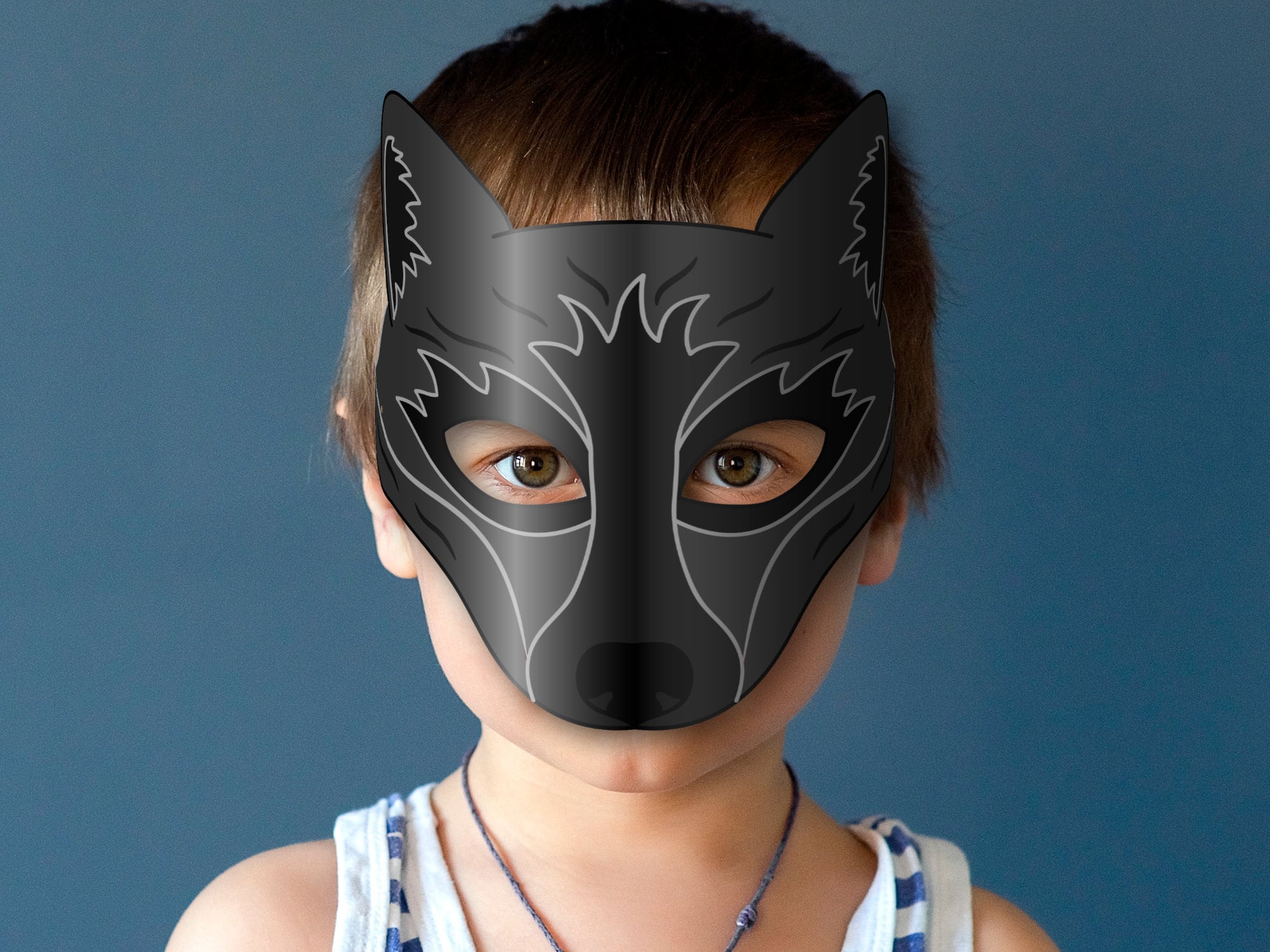 Black Fox Mask Printable, Paper DIY for Kids and Adults. PDF Template ...