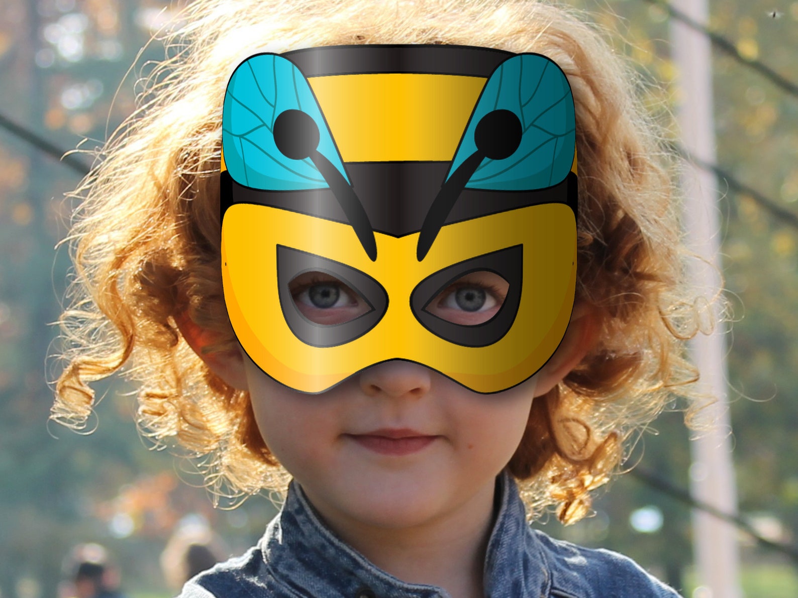 Bee Mask Printable, Paper DIY for Kids and Adults. PDF Template ...