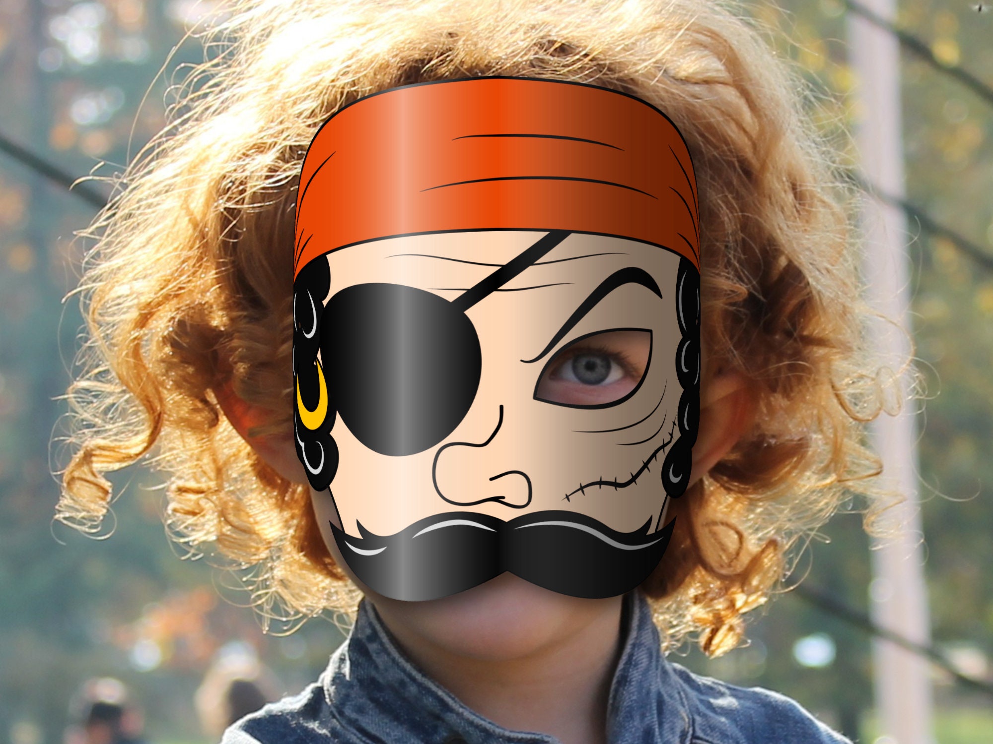 One-eyed Pirate Masks Printable Color Coloring, Paper DIY for Kids and ...