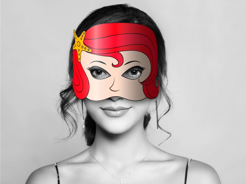 Little Mermaid Masks Printable Color Coloring Paper DIY for - Etsy