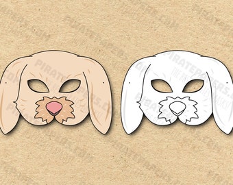 Rabbit Half Mask/animal Head/paper Mask/diy Easter Mask/easter Bunny ...