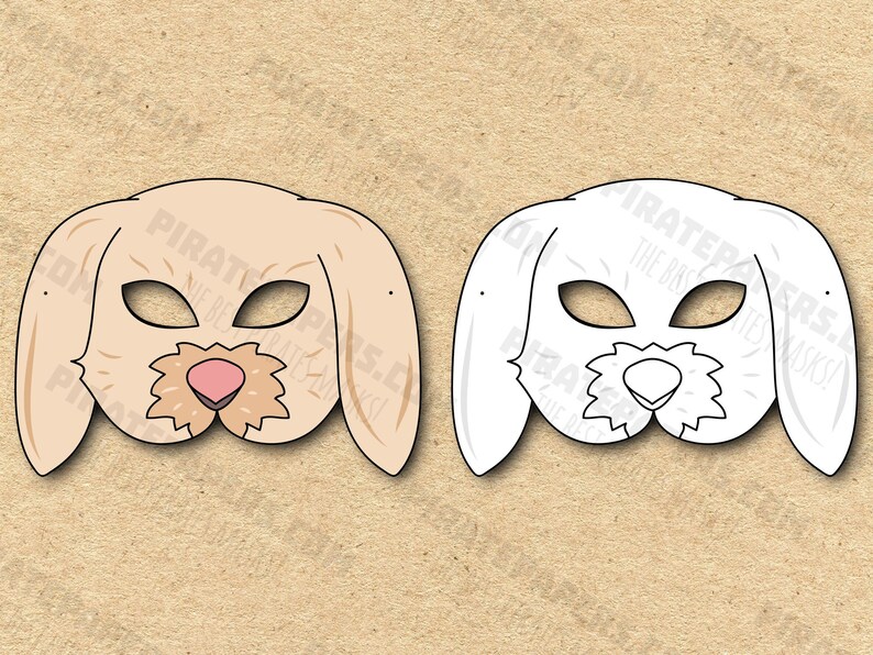 Rabbit Masks Printable Color + Coloring, Paper DIY for Kids and Adults ...