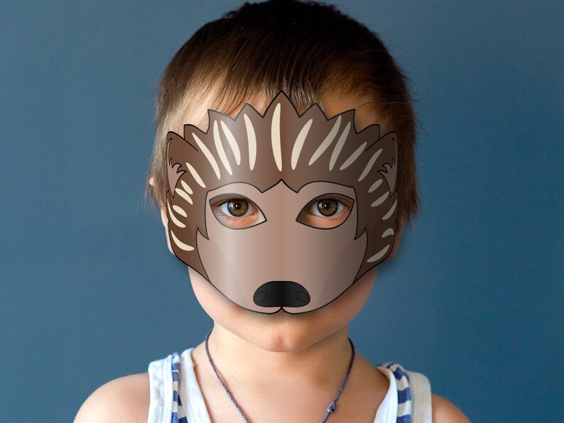 Hedgehog #2 Mask Printable, Paper DIY for Kids and Adults. PDF Template ...