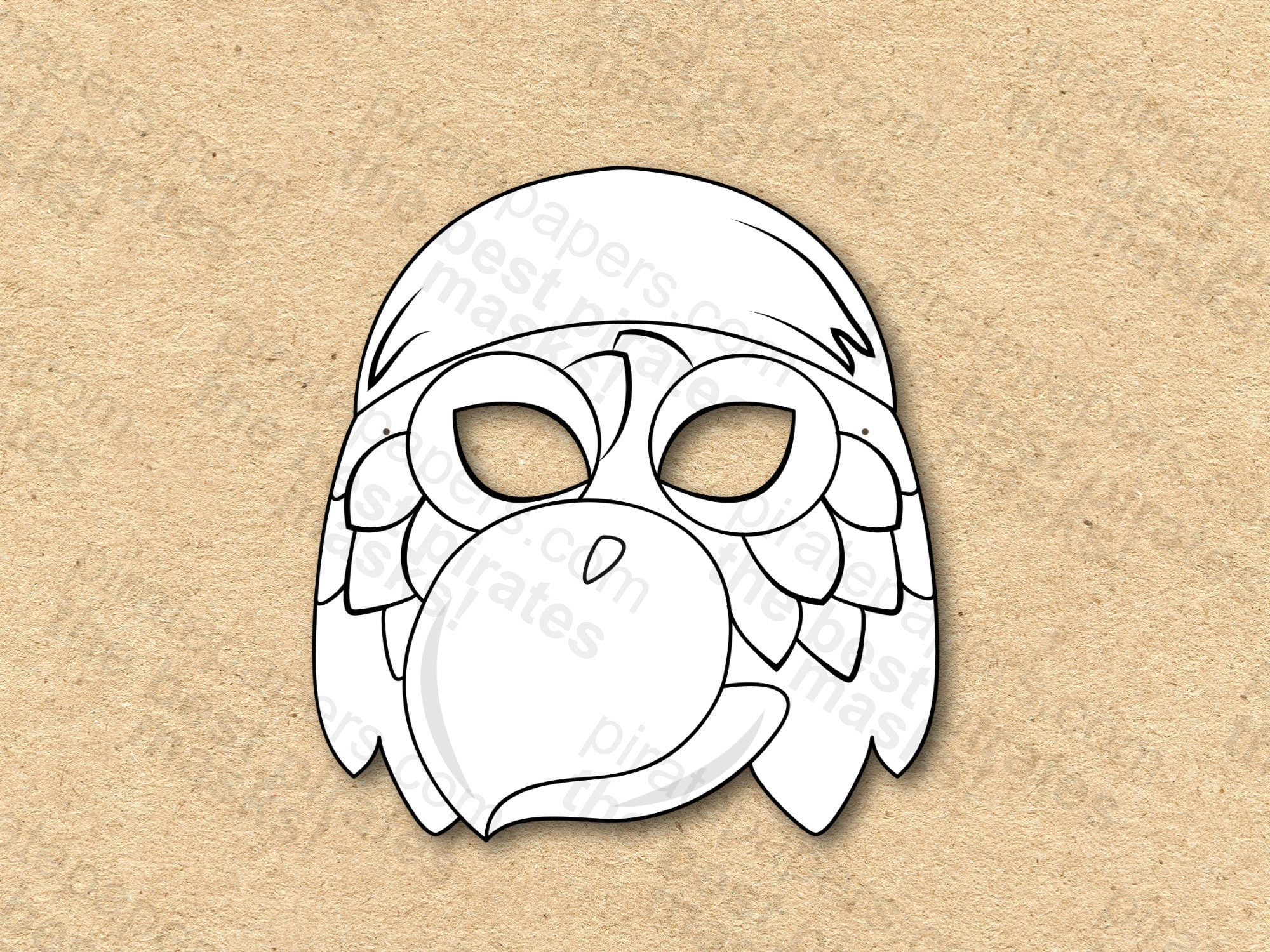 Pirate's Parrot Mask Printable Coloring Paper DIY for - Etsy