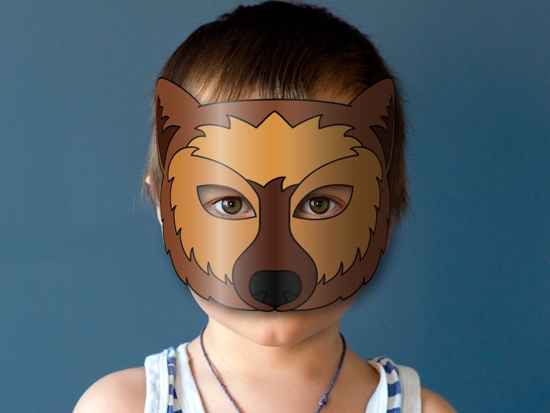 Bear Masks Printable Color + Coloring, Paper DIY for Kids and Adults ...