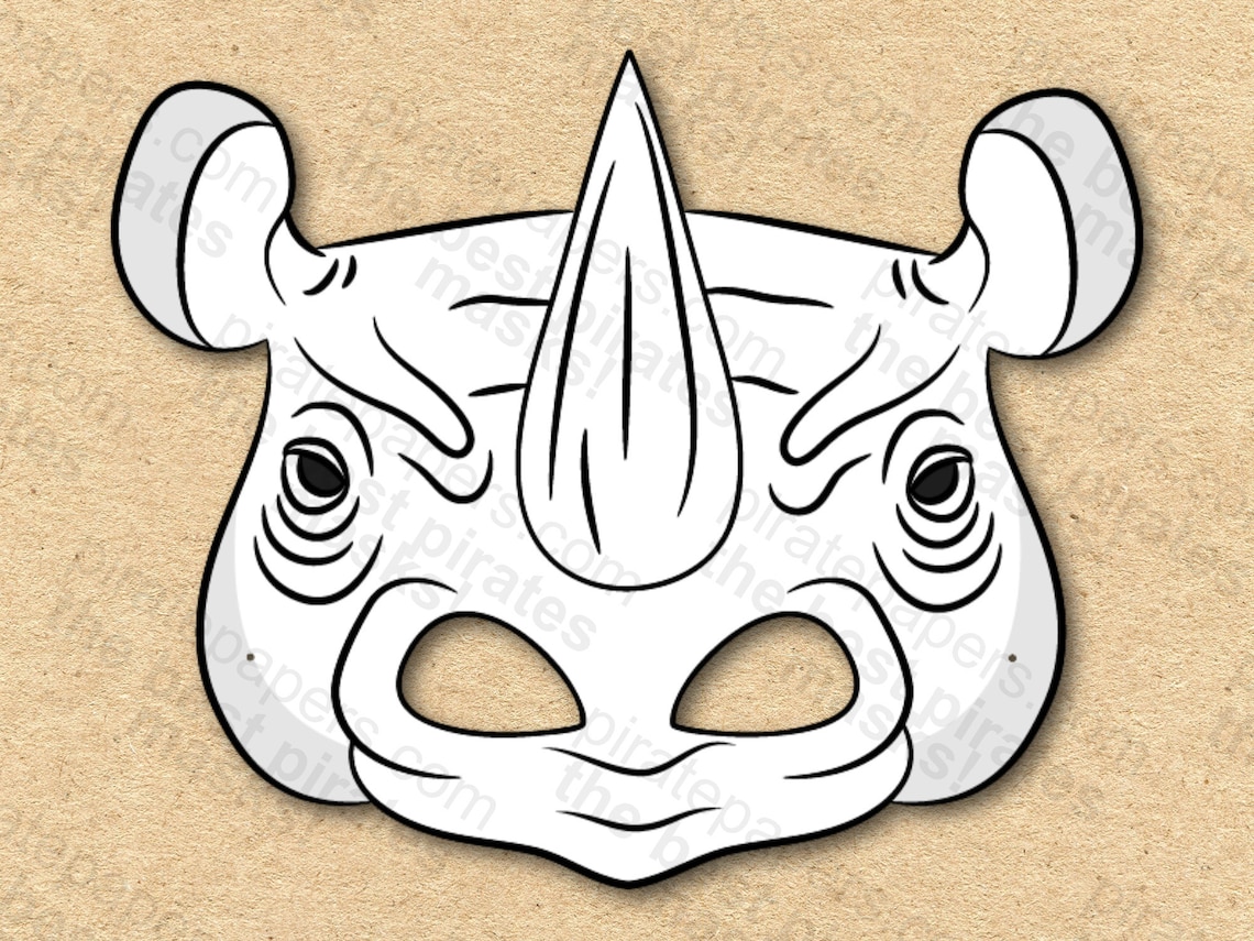 Rhino Masks Printable Color Coloring Paper DIY for Kids and - Etsy