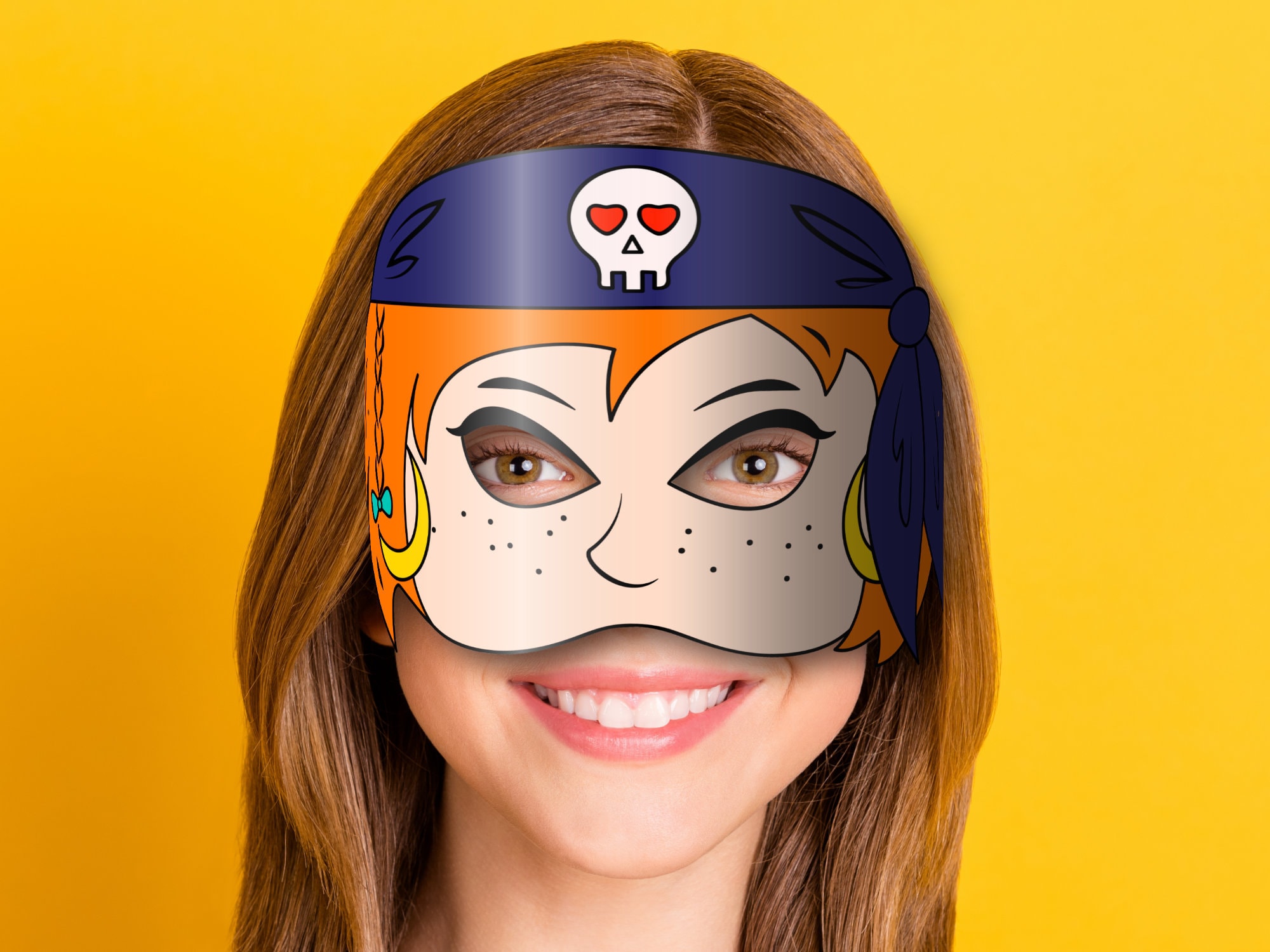 Pirate Girl Mask Printable, Paper DIY for Kids and Adults. PDF Template ...