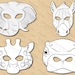African Animals Masks Printable Coloring, Elephant, Giraffe, Hippo ...