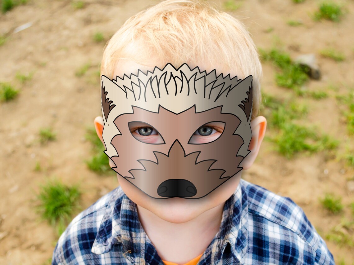 Hedgehog Mask Printable, Paper DIY for Kids and Adults. PDF Template ...