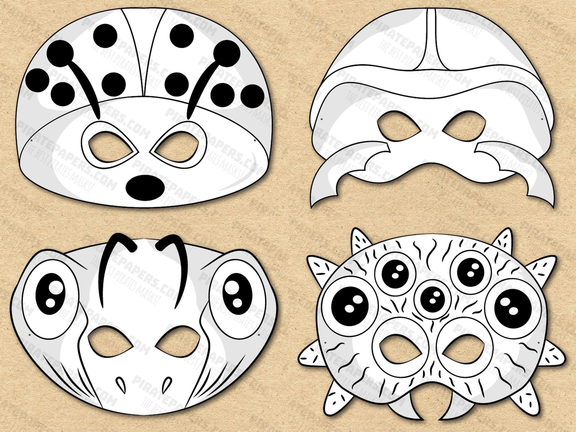 Bugs and Insects 2 Masks Printable Coloring, Ladybird, Beetle ...