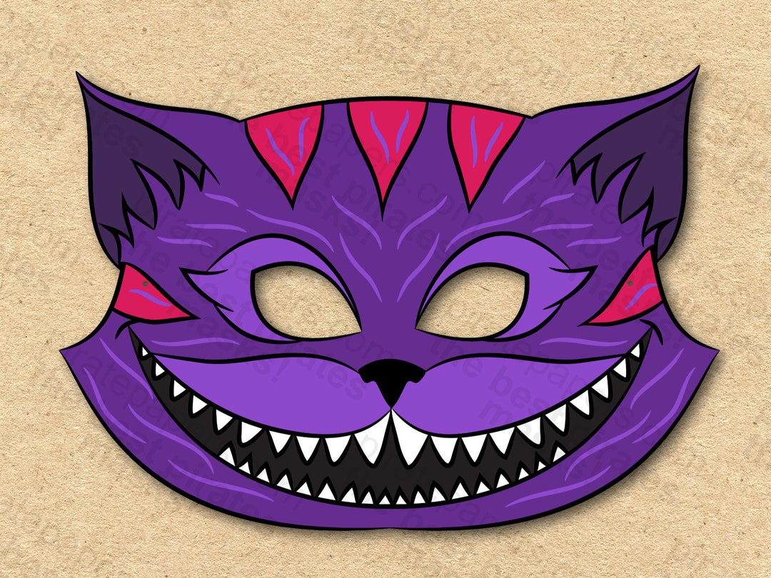 Cheshire Cat Mask Printable alice in Wonderland Paper DIY - Etsy