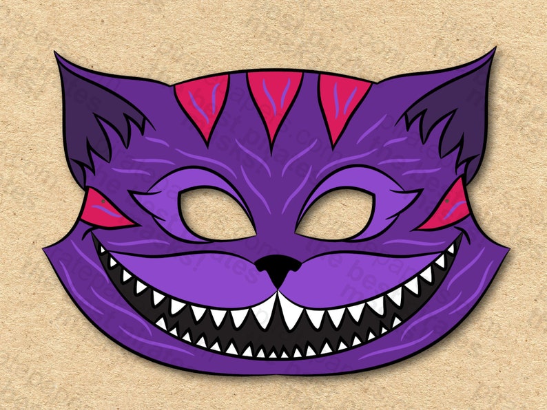 Cheshire Cat Mask Printable alice in Wonderland Paper DIY - Etsy
