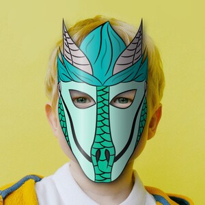 Kind Dragon Mask Printable, Paper DIY for Kids and Adults. PDF Template ...