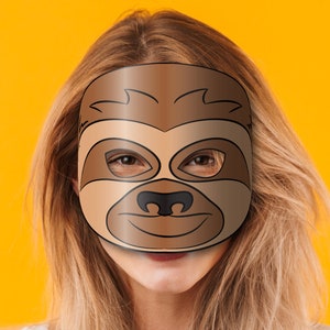 Sloth Mask Printable, Paper DIY for Kids and Adults. PDF Template ...