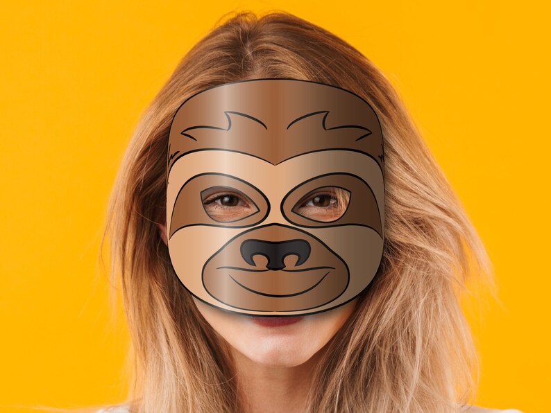 Sloth Mask Printable, Paper DIY for Kids and Adults. PDF Template ...