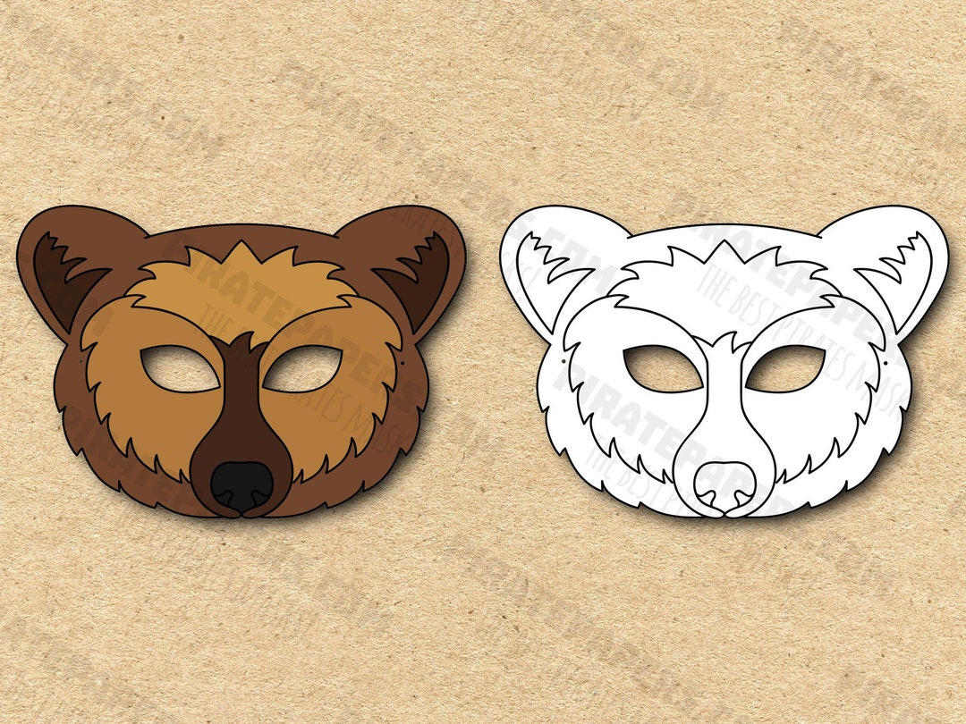Bear Masks Printable Color + Coloring, Paper DIY for Kids and Adults ...