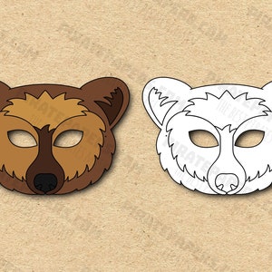 Bear Masks Printable Color + Coloring, Paper DIY for Kids and Adults ...