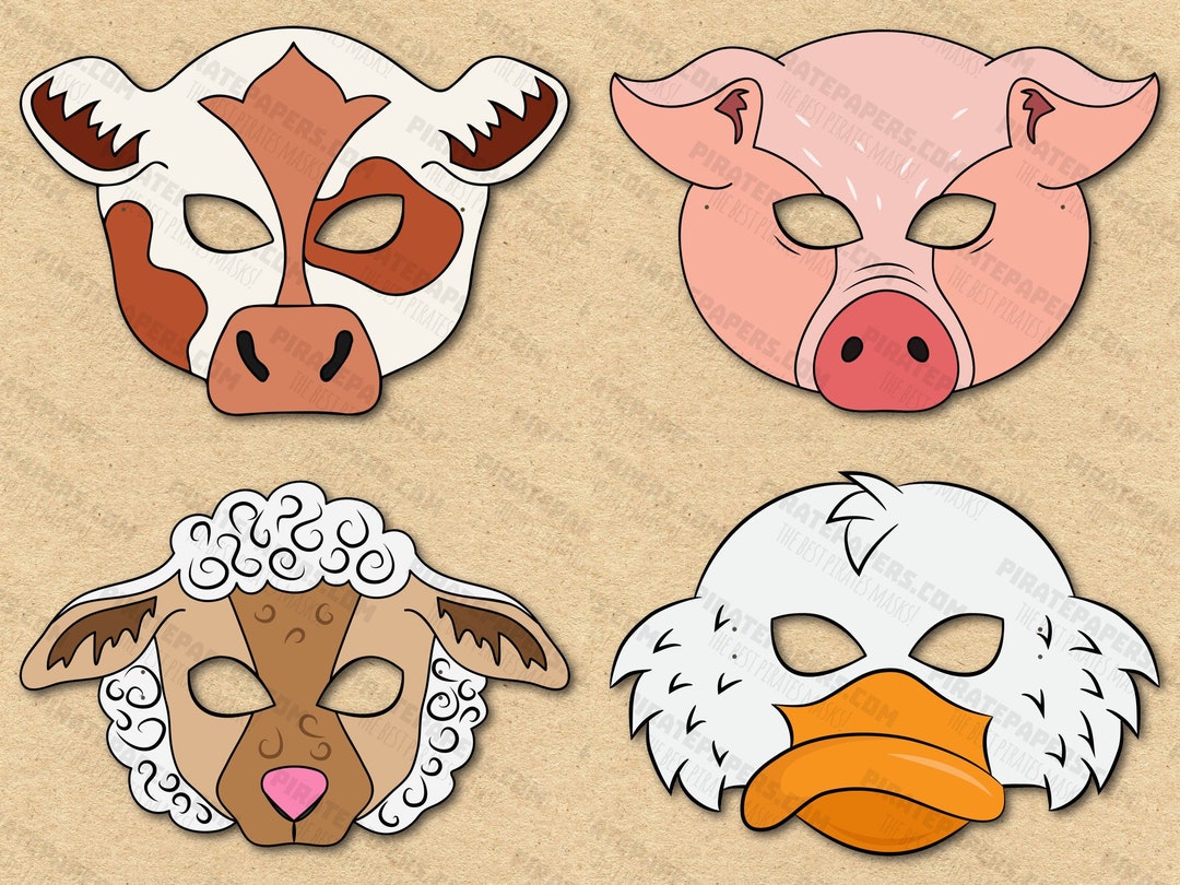 Animales de granja y corral 4 máscaras imprimibles oveja - Etsy México