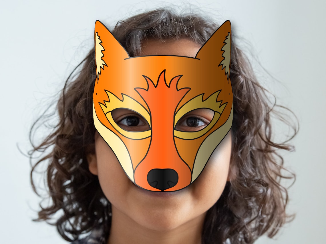 Fox Mask Printable, Paper DIY for Kids and Adults. PDF Template ...