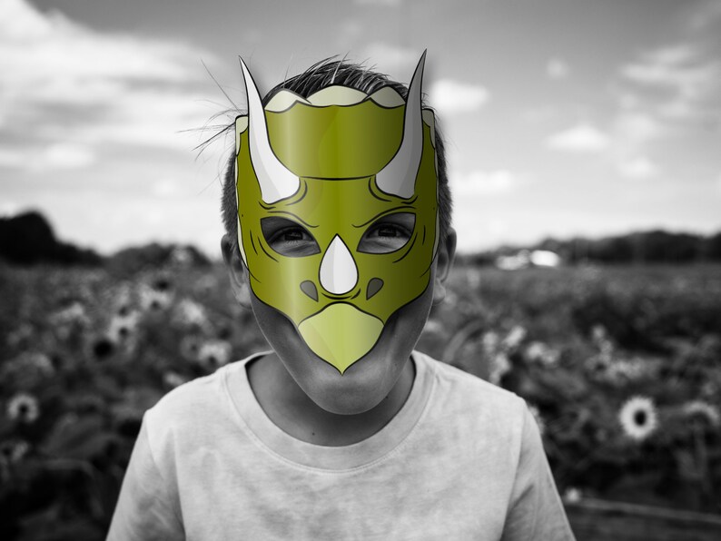 Dinosaur Triceratops Mask Printable Paper DIY for Kids and - Etsy