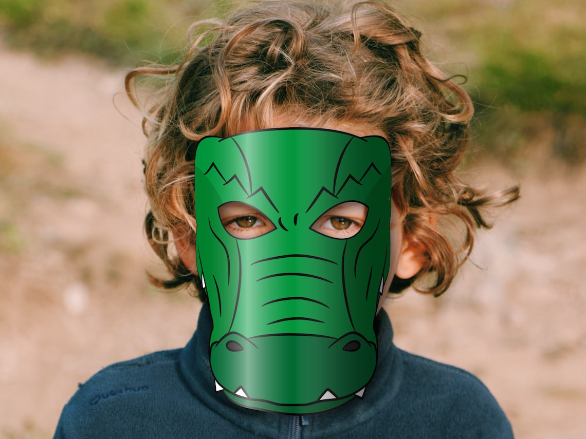 Crocodile Mask Printable, Paper DIY for Kids and Adults. PDF Template ...