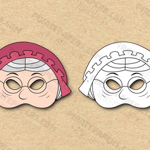 Grandma Color + Coloring Printable Mask (little Red Riding Hood), Paper ...