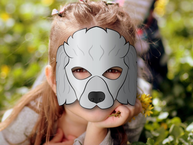 Dog Poodle Mask Printable Breed, Paper DIY for Kids and Adults. PDF ...