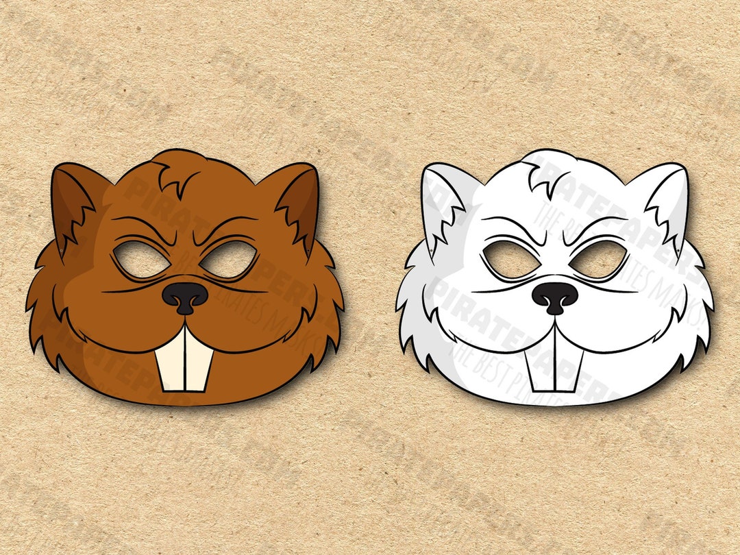 Beaver Masks Printable Color + Coloring, Paper DIY for Kids and Adults ...