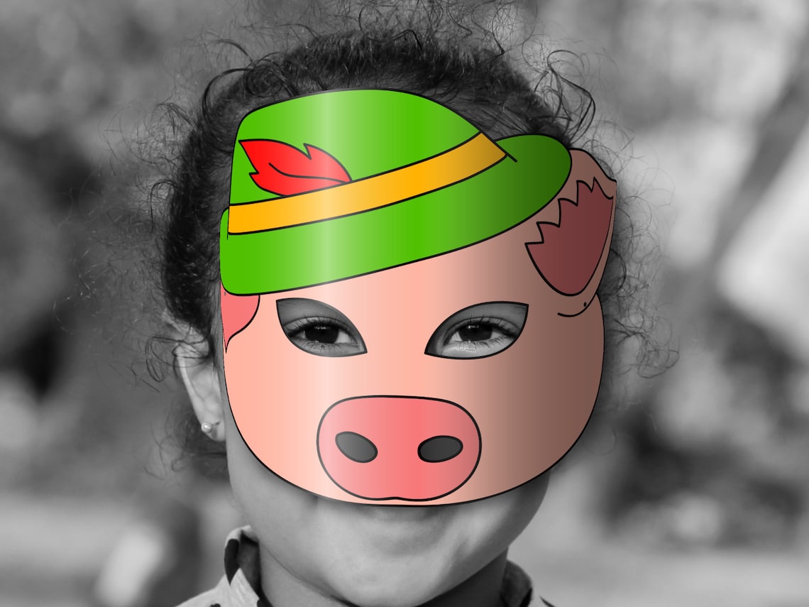 Pig 1 Mask Printable the Three Little Pigs Paper DIY for - Etsy