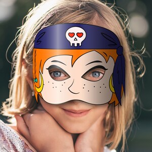 Pirate Girl Mask Printable, Paper DIY for Kids and Adults. PDF Template ...