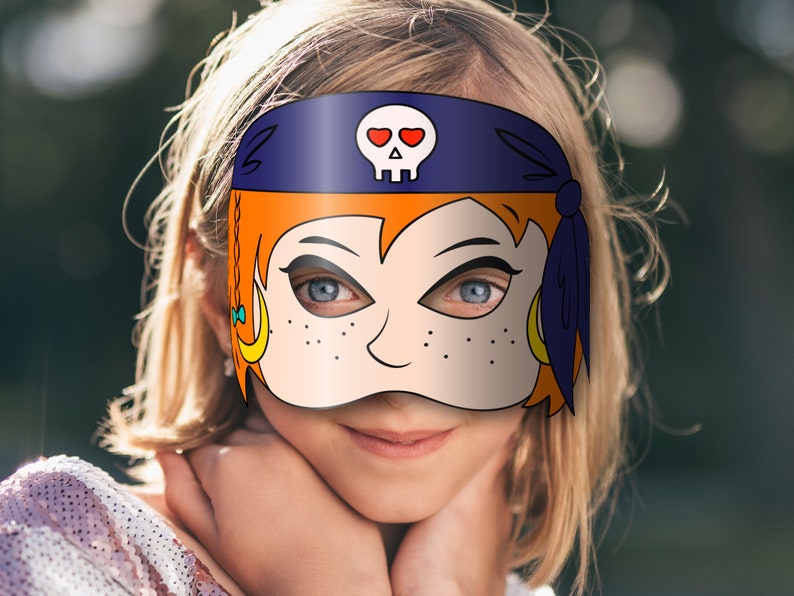 Pirate Girl Mask Printable, Paper DIY for Kids and Adults. PDF Template ...